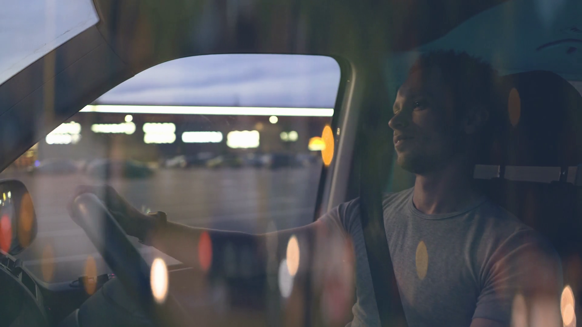 Man Driving Car At Night View Through Stock Footage SBV-338838523 ...