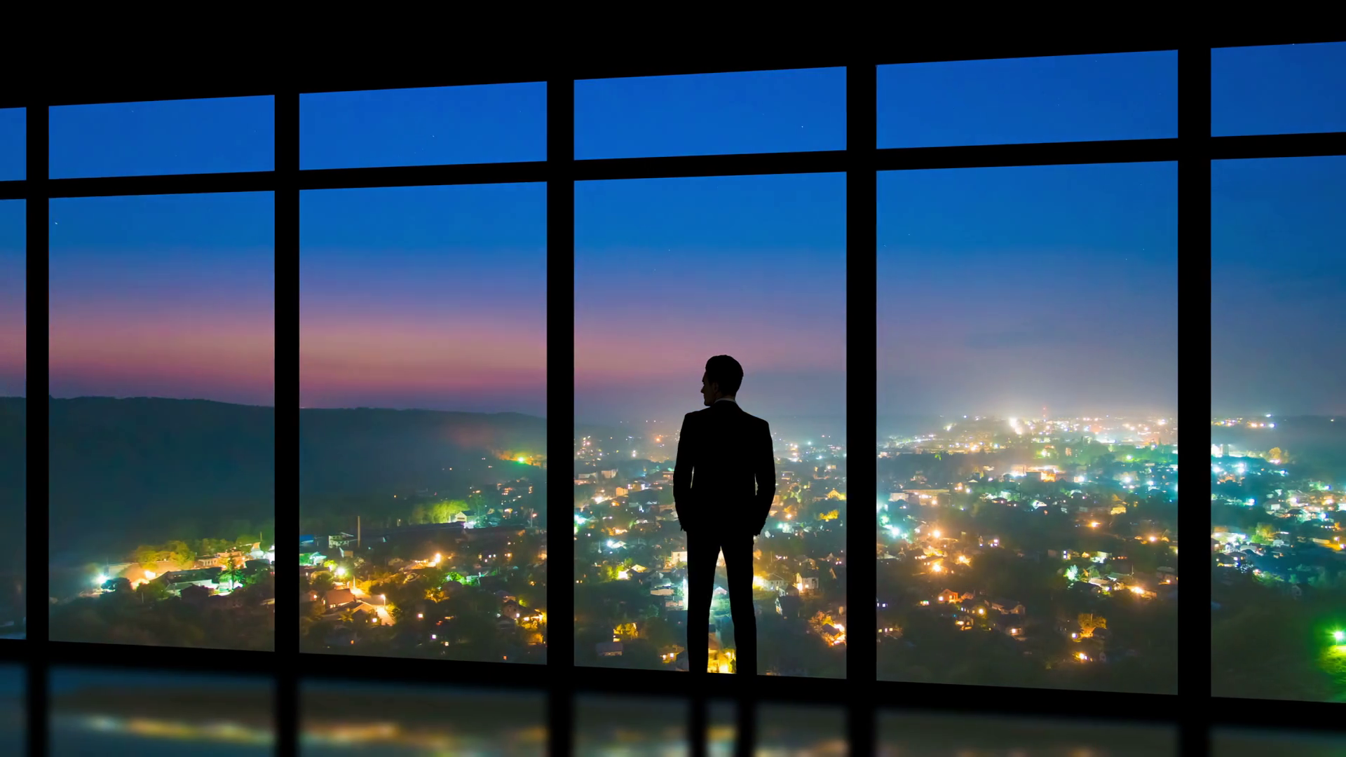 The Man Standing Near Panoramic Windows On Stock Footage SBV-326368229 ...
