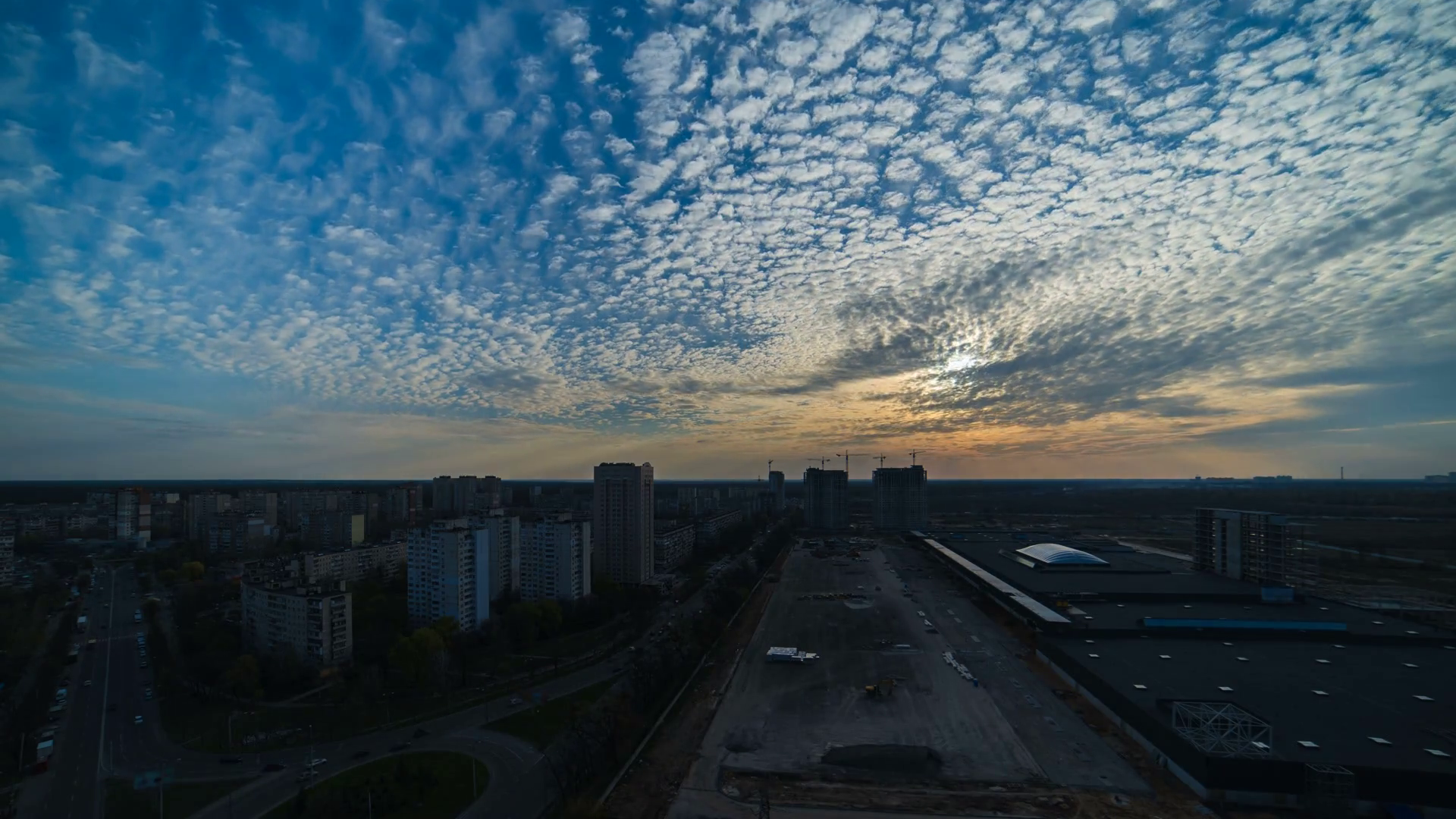 The beautiful city on the cloud stream background. day to night view ...
