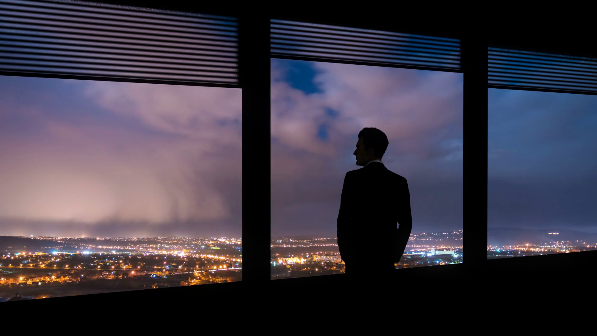 The Businessman Stand Near Window On Night Stock Motion Graphics SBV ...