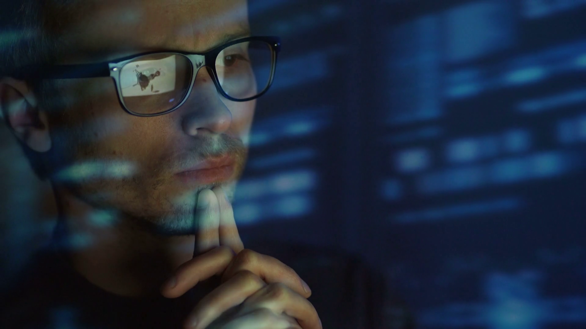 The Face Of Thinking Person In Glasses Stock Footage SBV-321690648 ...