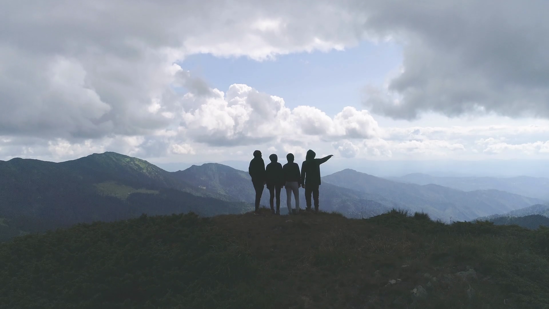 The Four People Standing On Mountain With Stock Footage SBV-337328303 ...