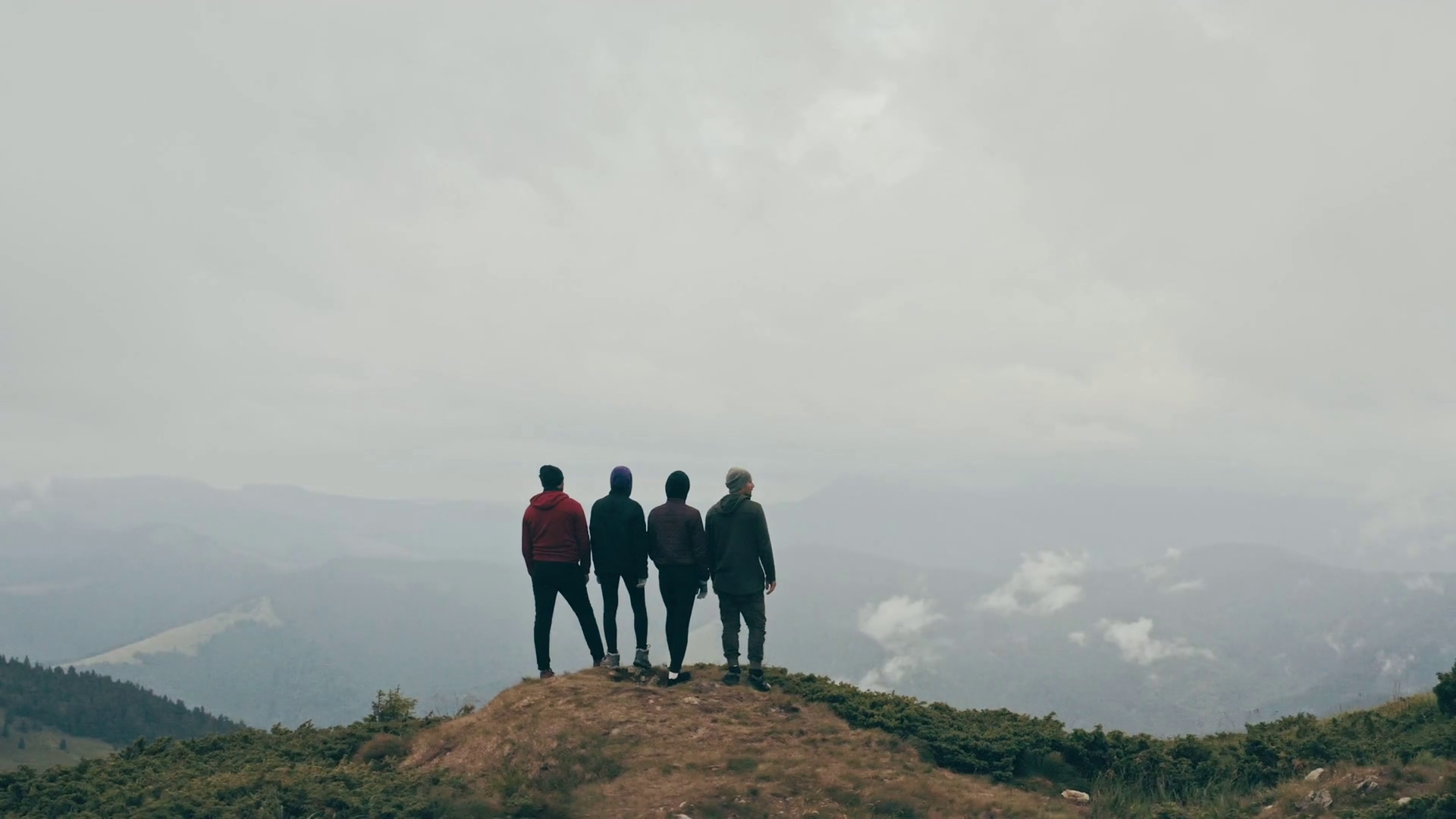 The Four People Standing On Mountain Top Stock Footage SBV-337740760 ...