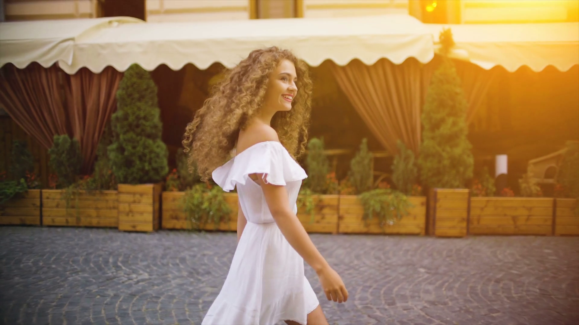 The Happy Woman Walking On Street Slow Motion Stock Footage SBV ...