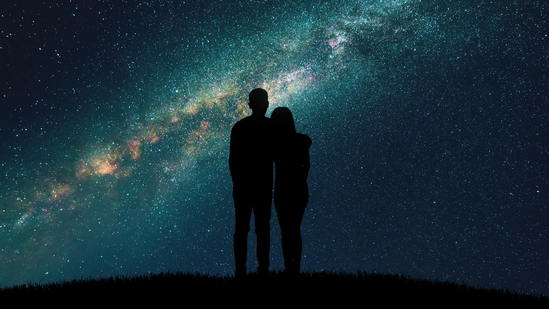 The Man Woman Hug On Starry Sky Background Stock Footage SBV-334767021 ...