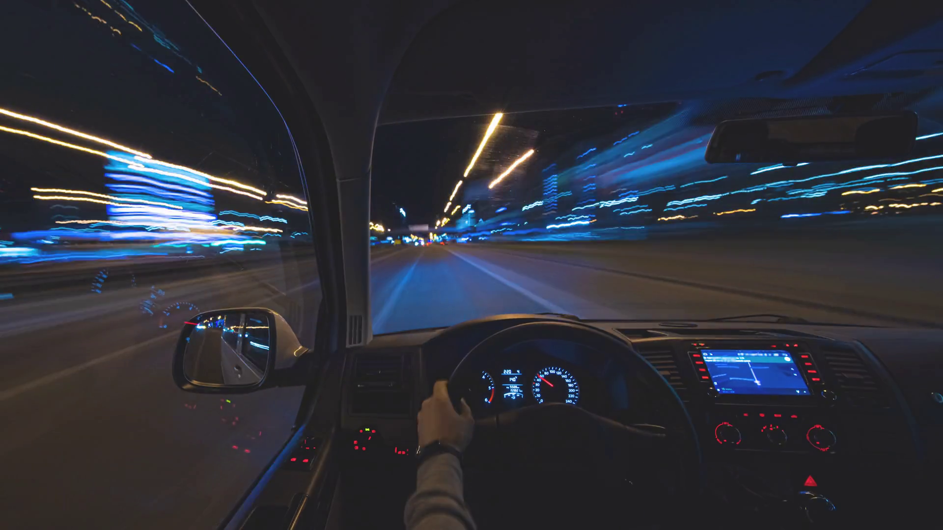 The Man Driving Car With Gps At Night City Stock Footage SBV-338435275 ...