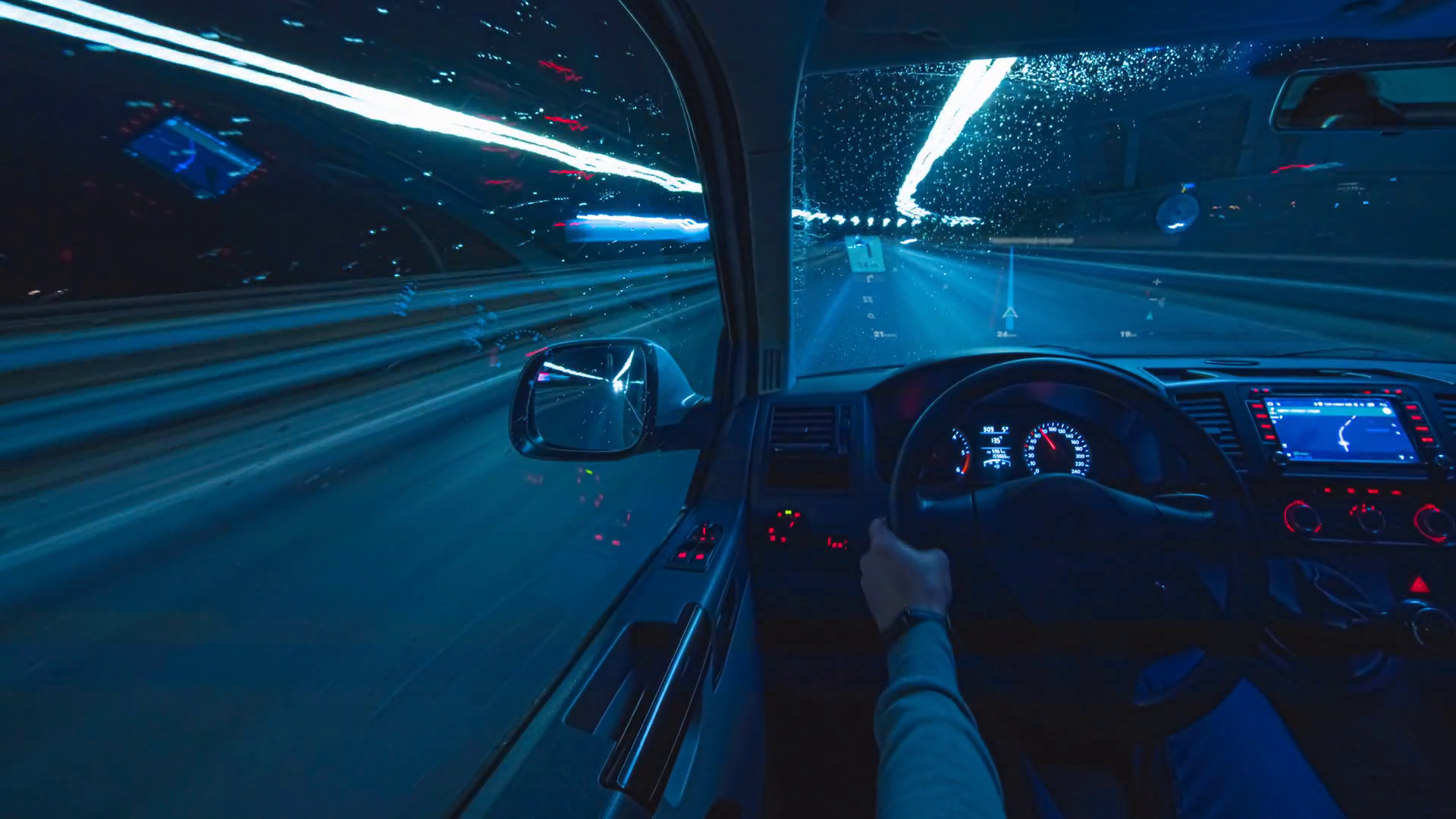 The Man Driving Car With Virtual Gps At Stock Footage SBV-338435268 ...