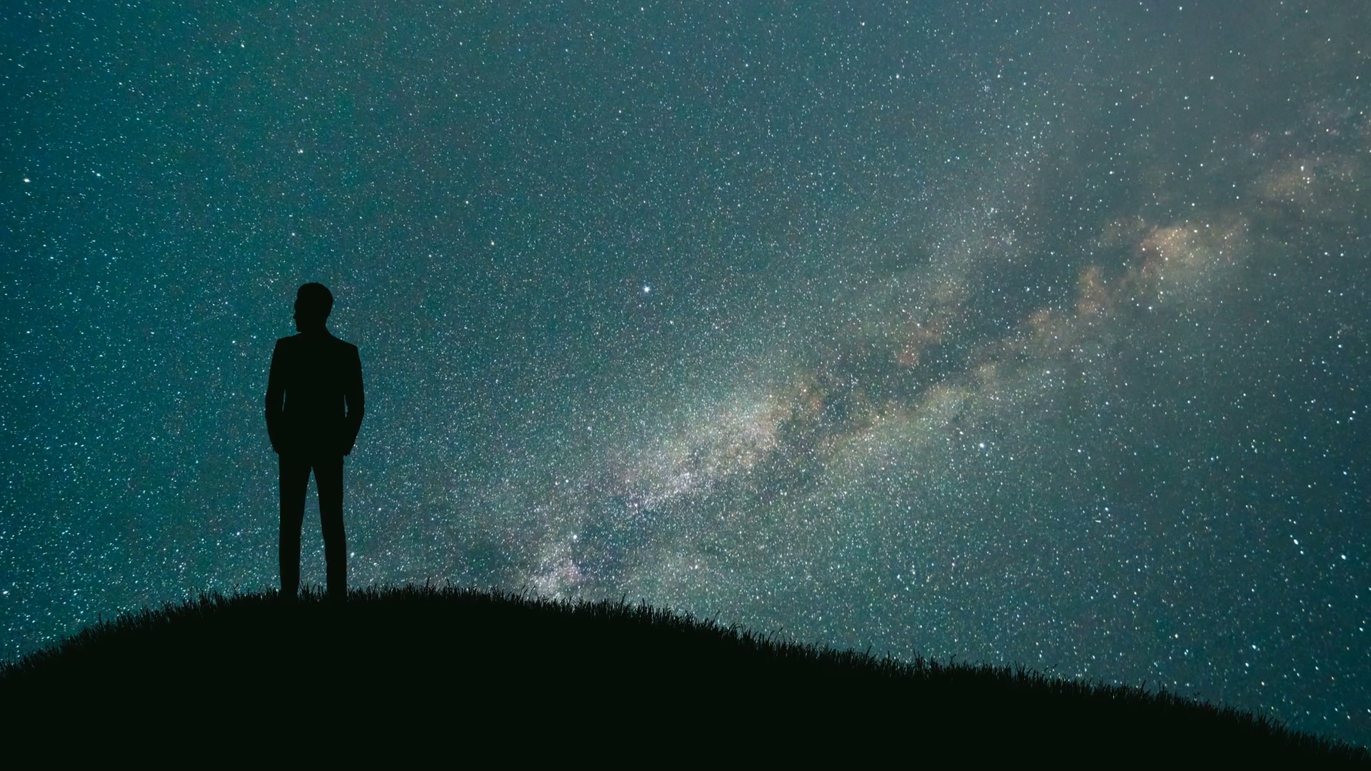 The Man Stand Against Starry Sky Time Lapse Stock Footage SBV-316815381 ...