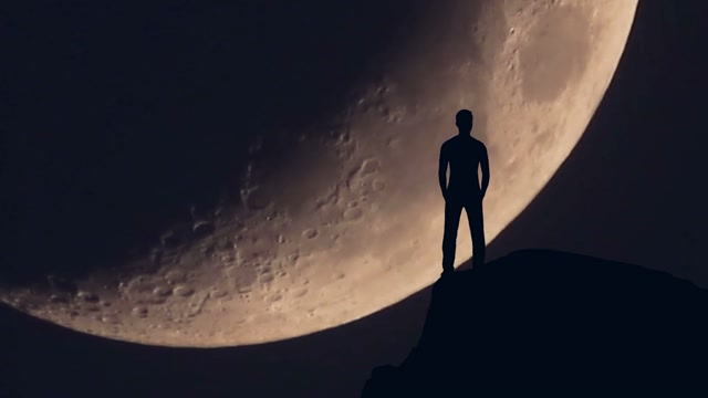 Man Watching Moon Stock Footage: Royalty-Free Video Clips - Storyblocks