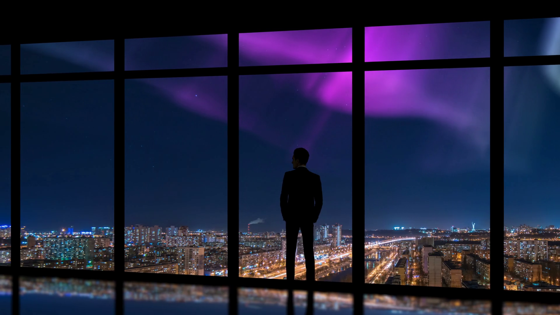The Man Standing Near Windows On Night City Stock Footage SBV-326368317 ...