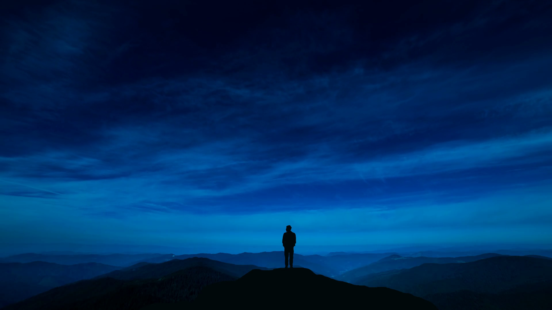 The Man Standing On Night Mountain With Stock Footage SBV-327977650 ...