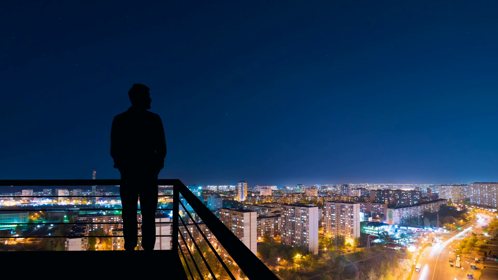 The Man Standing On Top Of Building On Night Stock Footage SBV the-man-standing-on-top-of-building-on-night-stock-footage-sbv