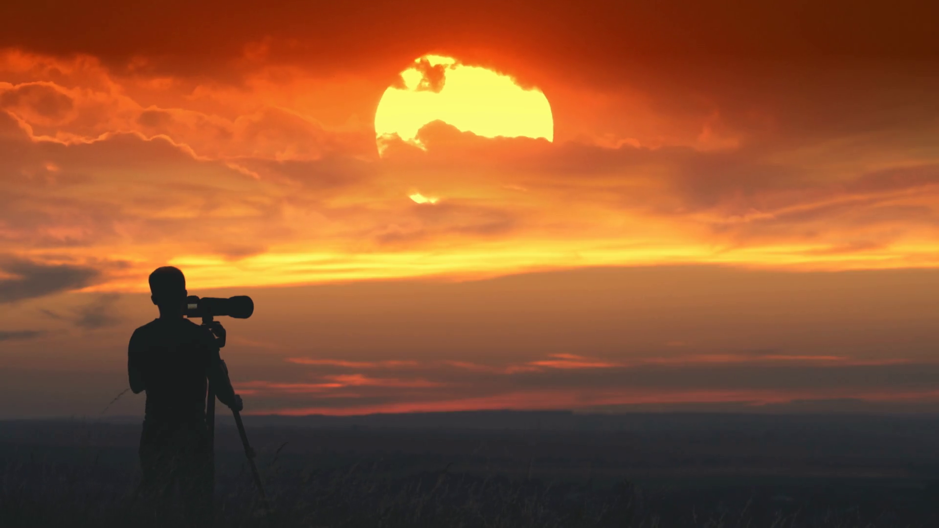 The Man Use Camera With Tripod Against Stock Footage SBV-338554804 ...