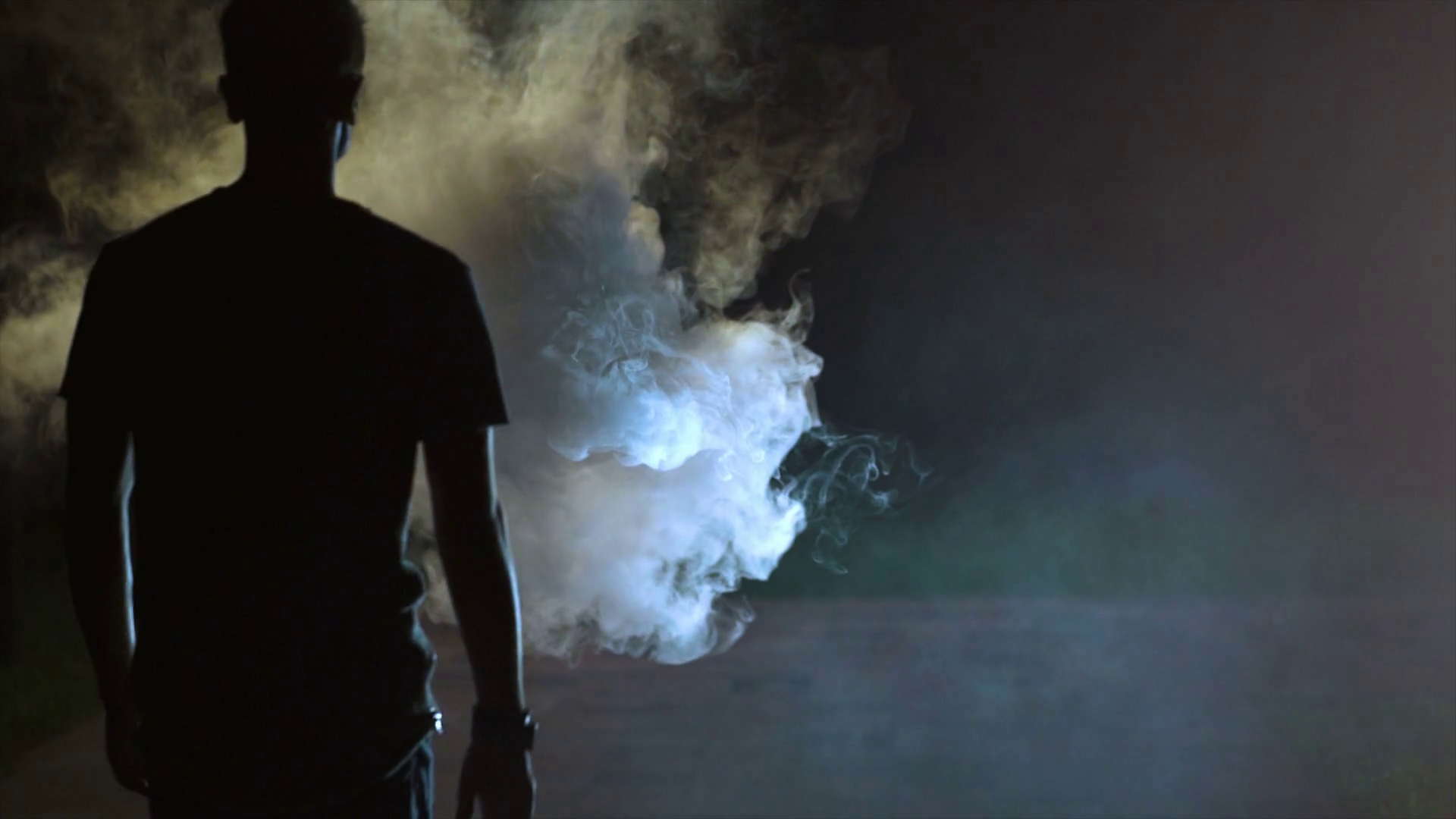 The Man Walking Through Cloud Of Smoke Stock Footage SBV-337767354 ...