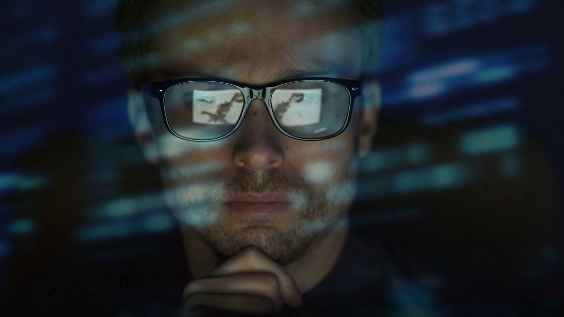 The Serious Man In Glasses Working Near Stock Footage SBV-321690739 ...