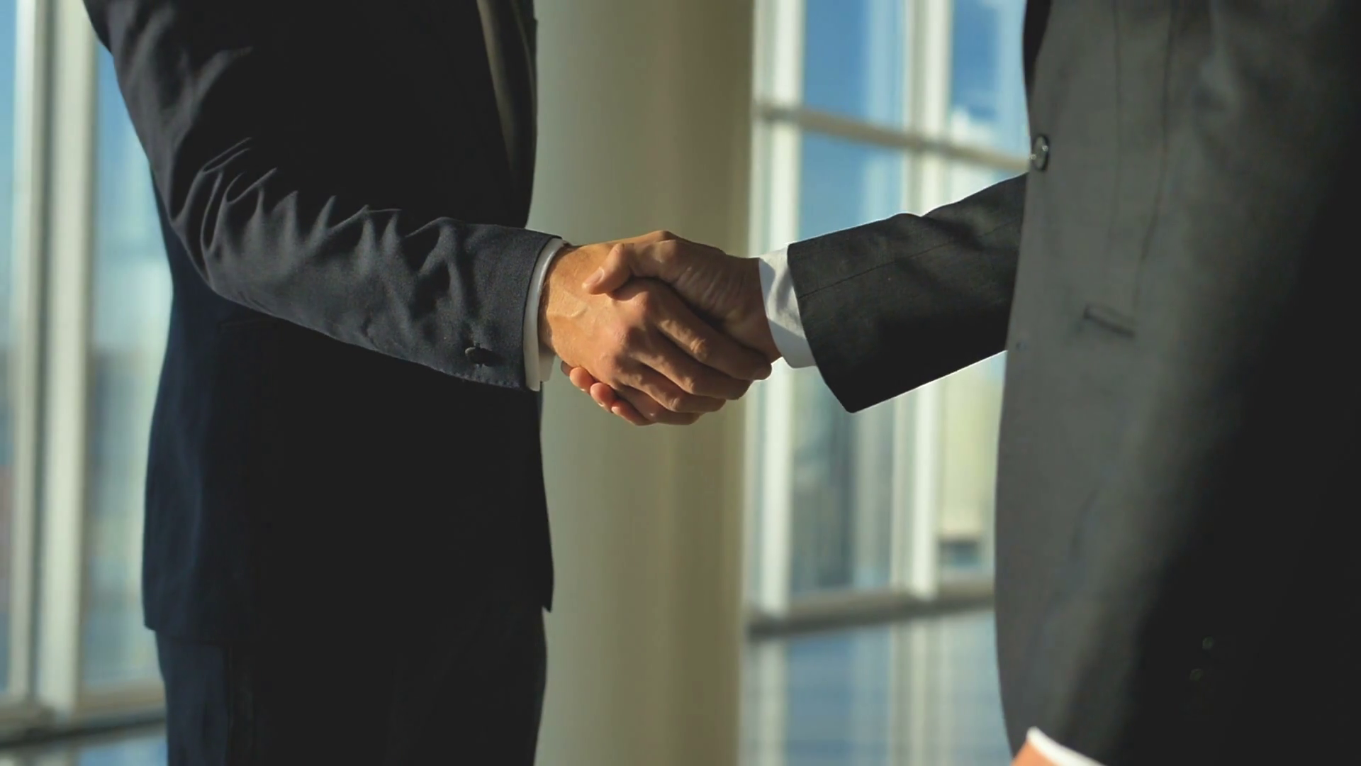 The Two Businessmen Handshake In Office Hall Stock Footage SBV ...