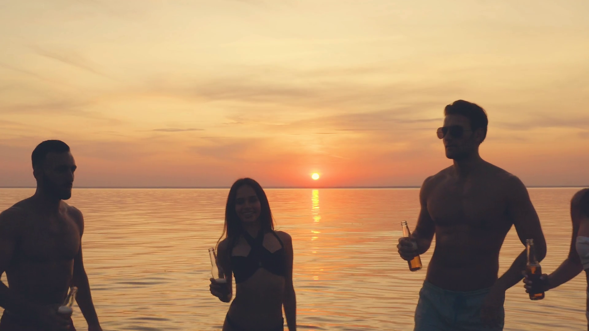 The Friends Enjoy Dancing Cheering At Beach Stock Footage SBV-337815119 ...