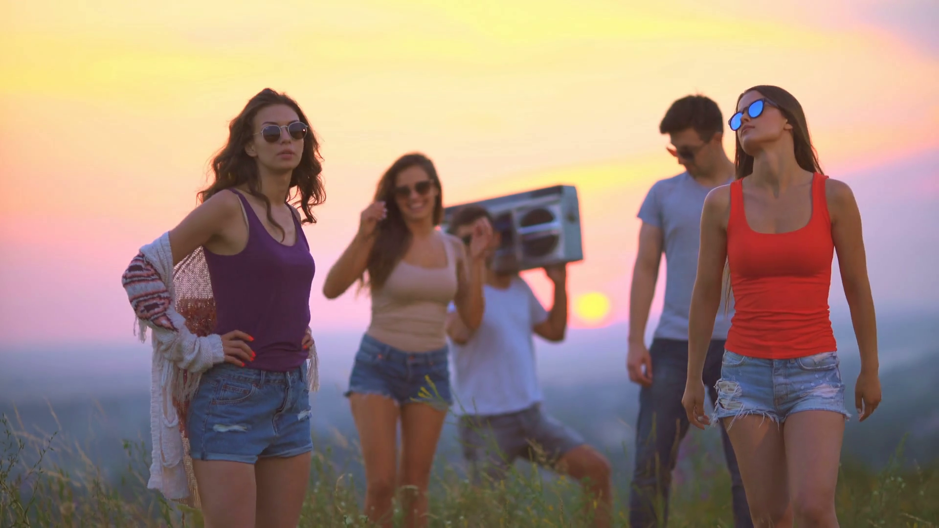 The Young People With Boombox Dancing On Stock Footage SBV-317618058 ...