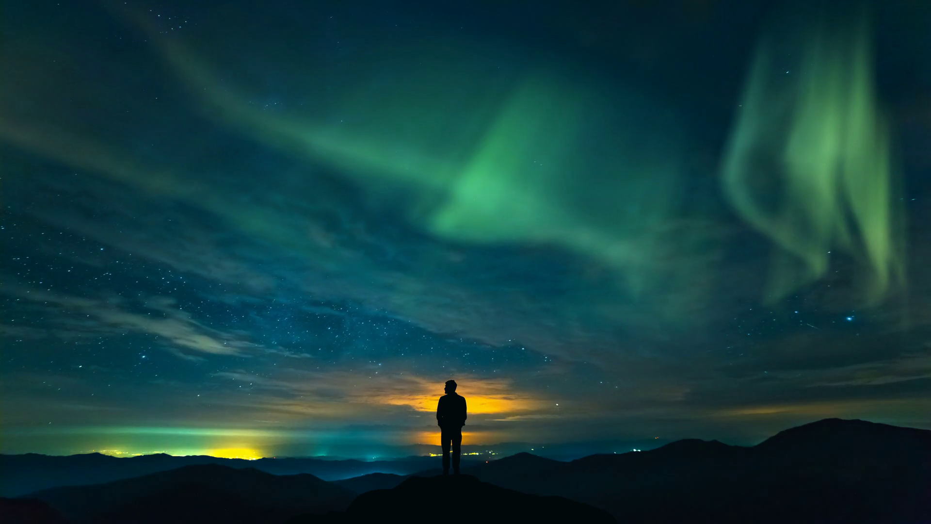 The Man Standing On Rock On Starry Sky With Stock Footage SBV-328466962 ...
