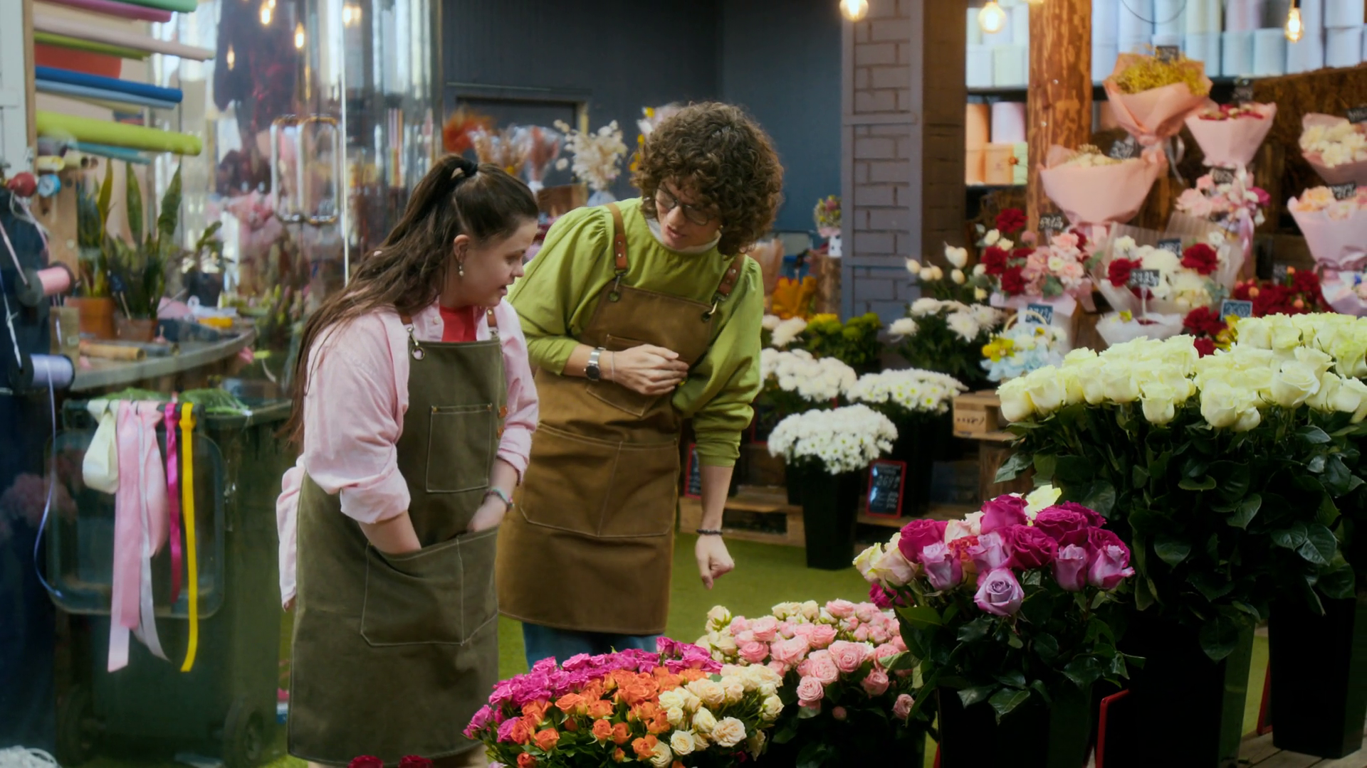 Positive Female Florist Telling New Stock Footage SBV-351821054 ...