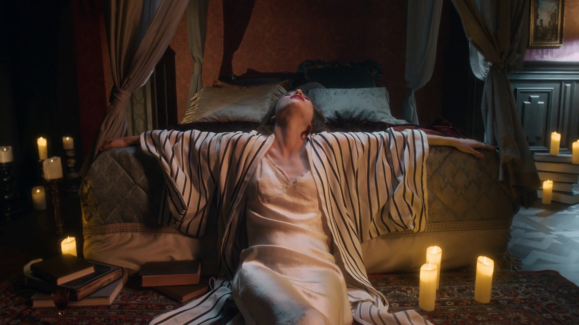 High Angle Shot Of Vampire Woman In Flowing Stock Footage SBV-351895299 ...