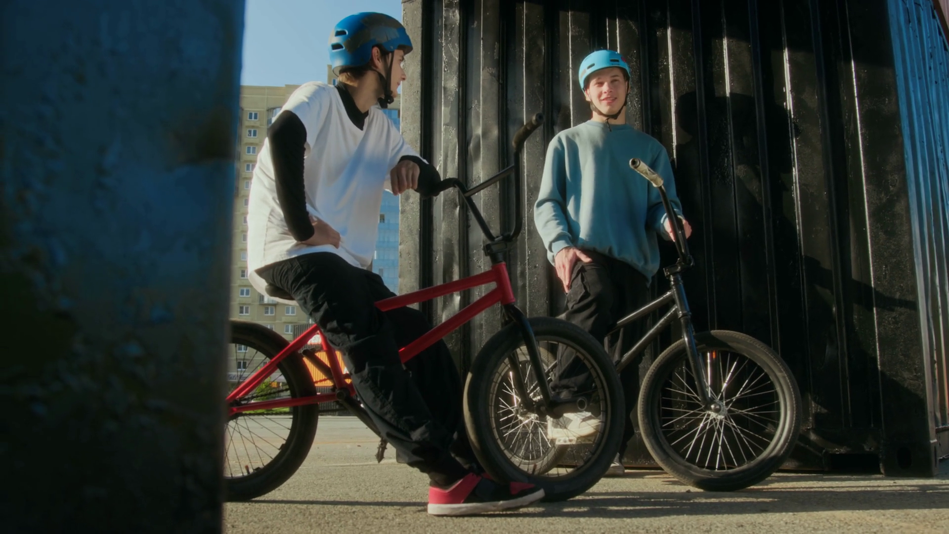 Two Young Male Bmx Riders Wearing Helmets Stock Footage SBV-351867010 ...