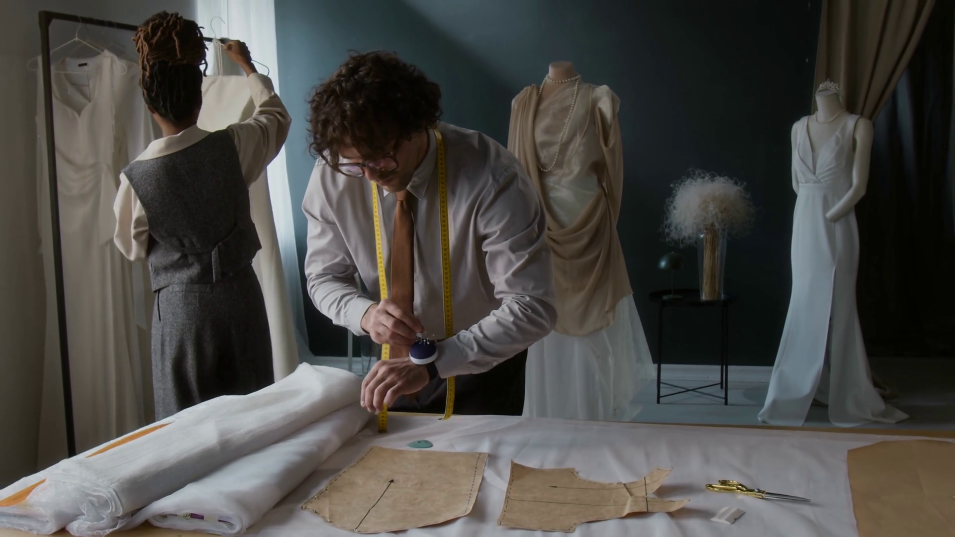 Young Caucasian Tailor Pinning Sewing Stock Footage SBV-352722774 ...