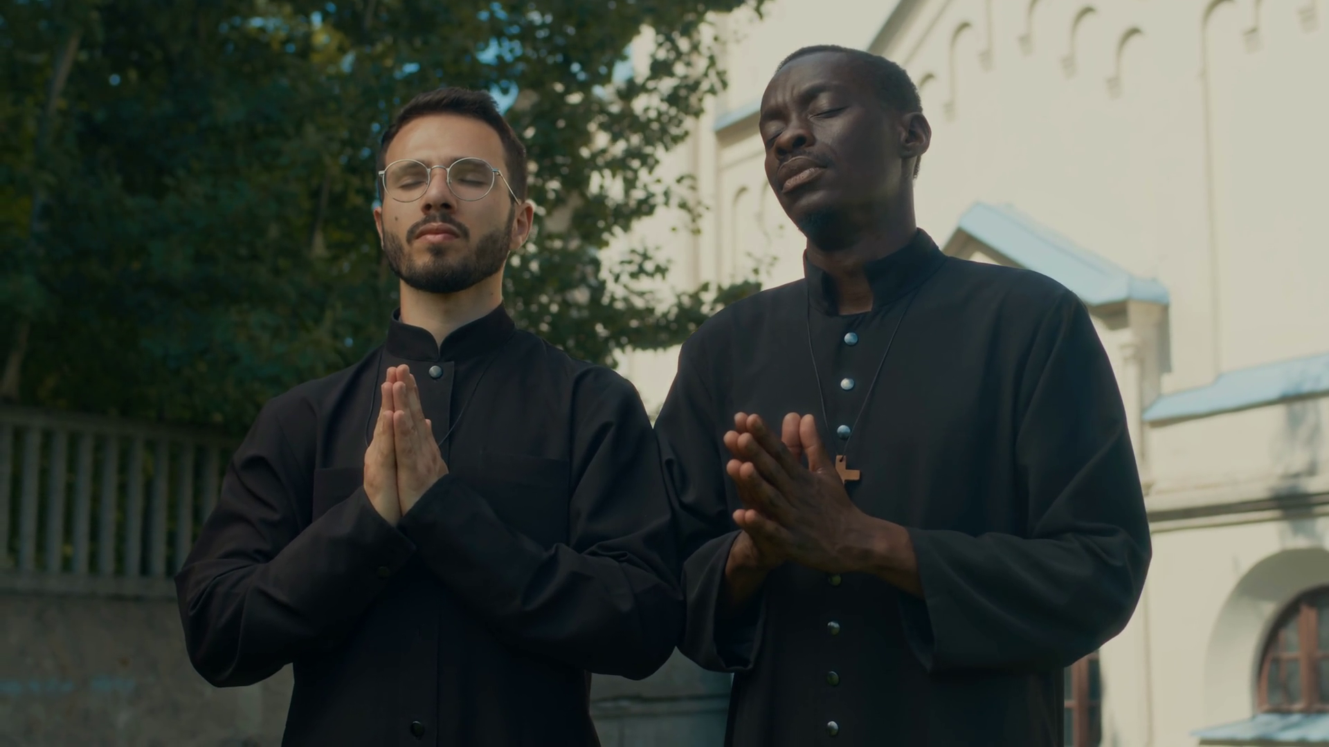 Two Diverse Priests Wearing Cassocks With Stock Footage SBV-351796835 ...
