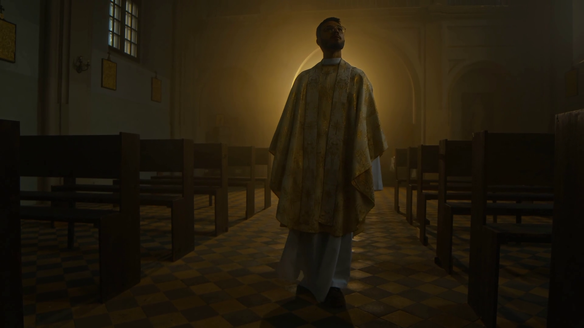 Portrait Of Young Priest Wearing Golden Stock Footage SBV-351796943 ...