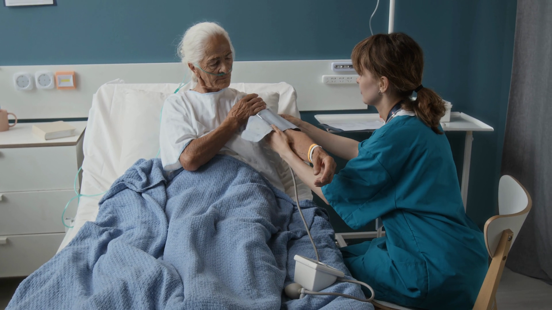 Millennial Female Doctor Putting On Cuff Of Stock Footage SBV-352788383 ...