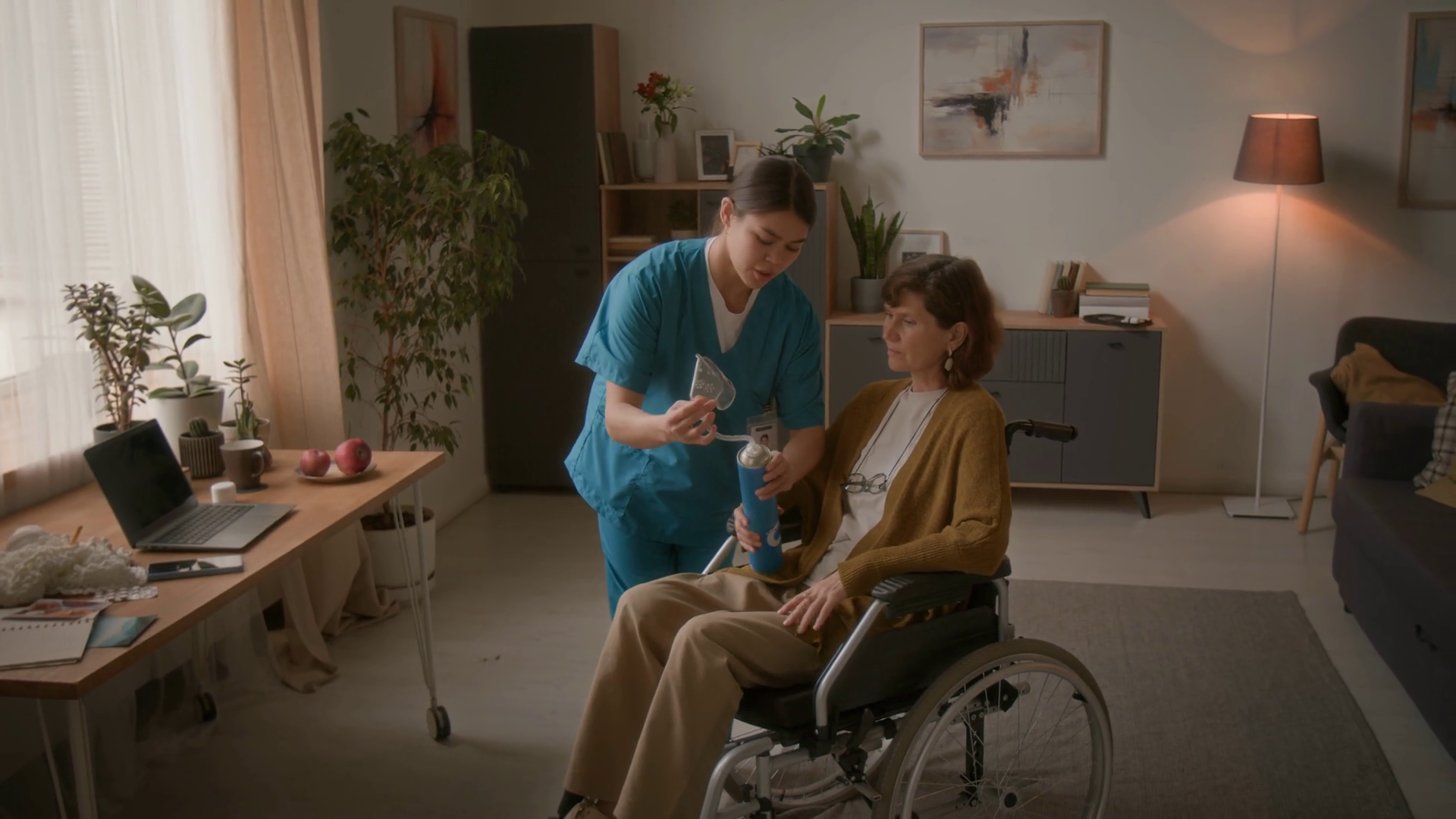 Female Nurse In Medical Scrubs Teaching Stock Footage SBV-351645578 ...