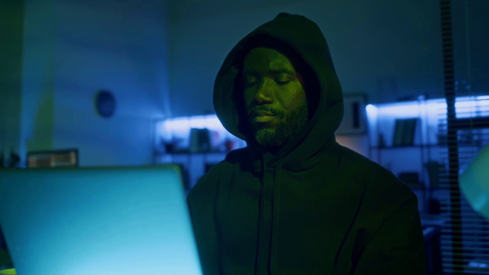 Tilt Up View Of African American Male Hacker Stock Footage SBV ...