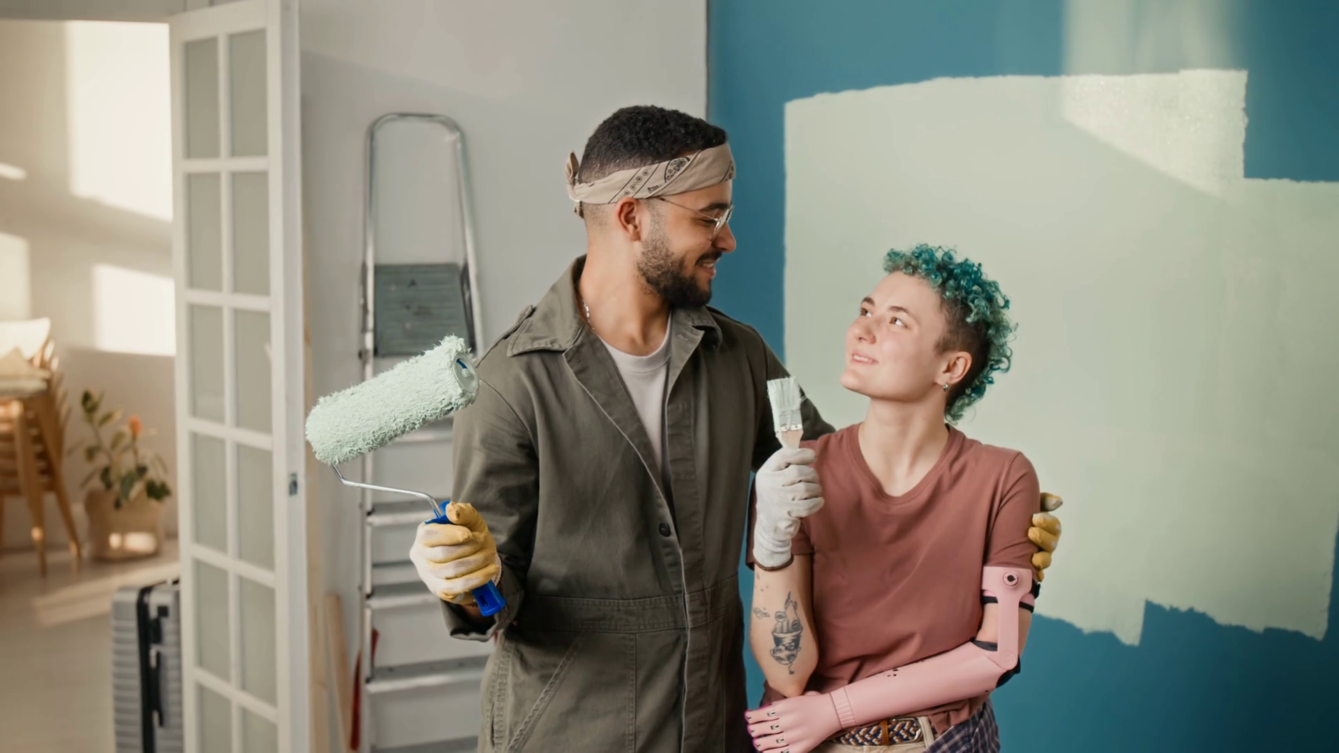 Portrait Of Happy Gen Z Couple Holding Paint Stock Footage SBV ...