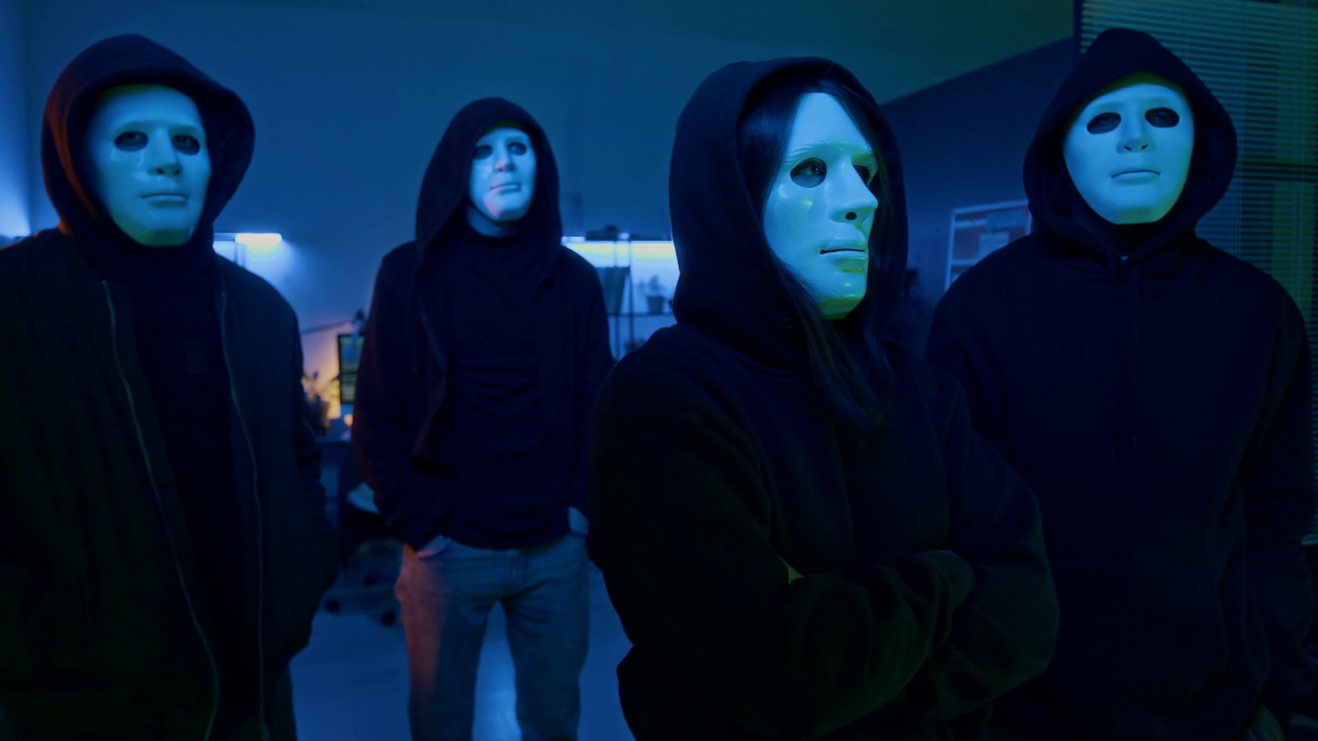 Group Of Professional Masked Cyber Thieves Stock Footage SBV-351745187 ...