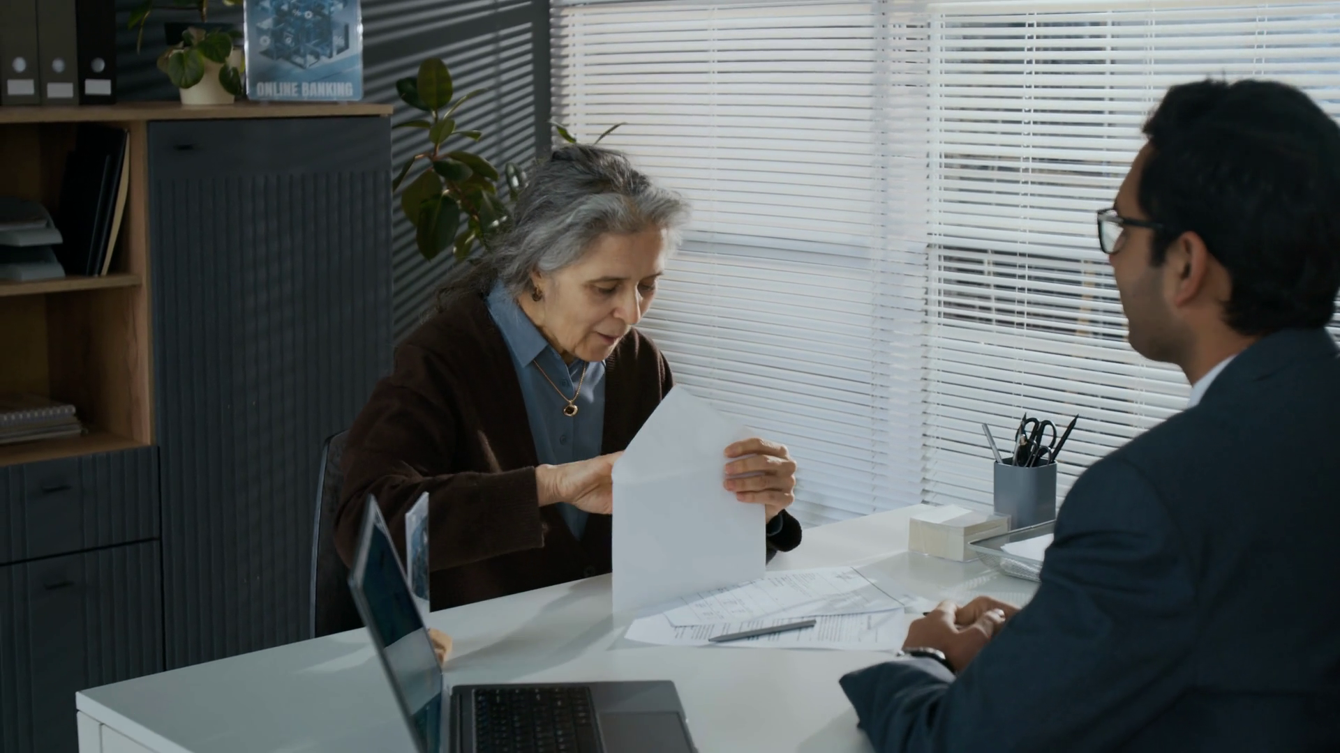 Elderly Woman Receiving Credit Card Thanking Stock Footage SBV ...