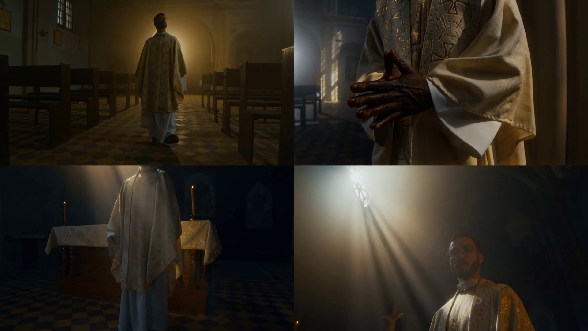 Split Screen Of Young Priest Dressed In Stock Footage SBV-351796629 ...