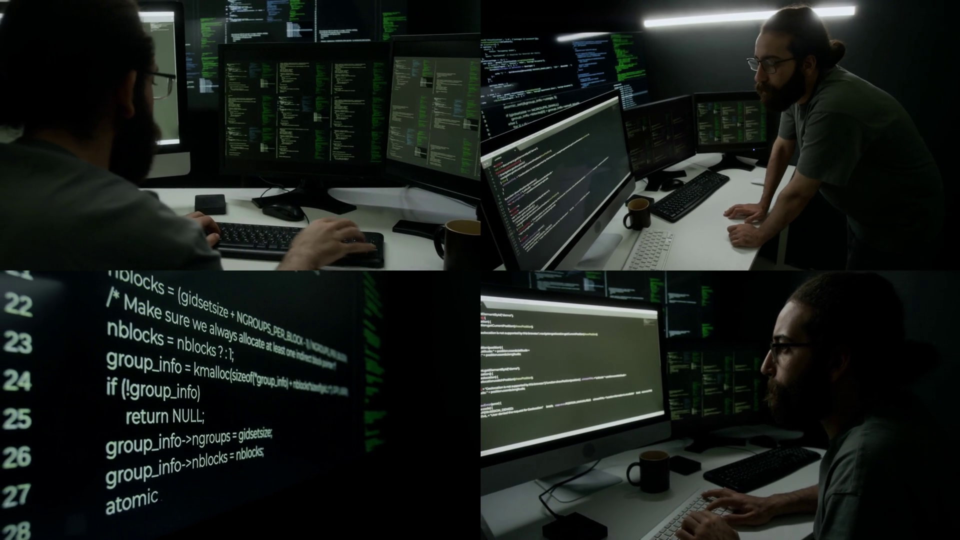 Split Screen Of Bearded Programmer With Stock Footage SBV-351698355 ...