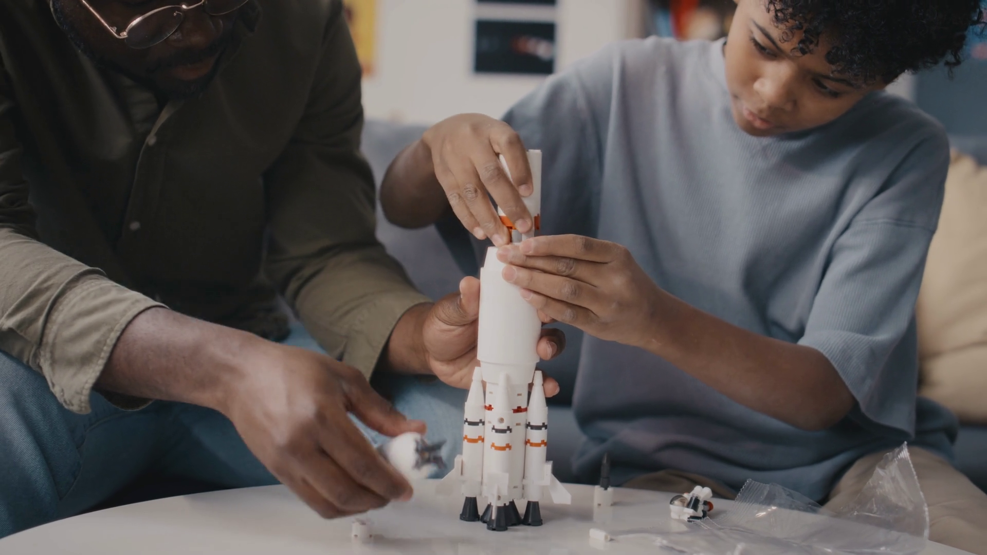 Little African American Boy Building Rocket Stock Footage SBV-348924977 ...