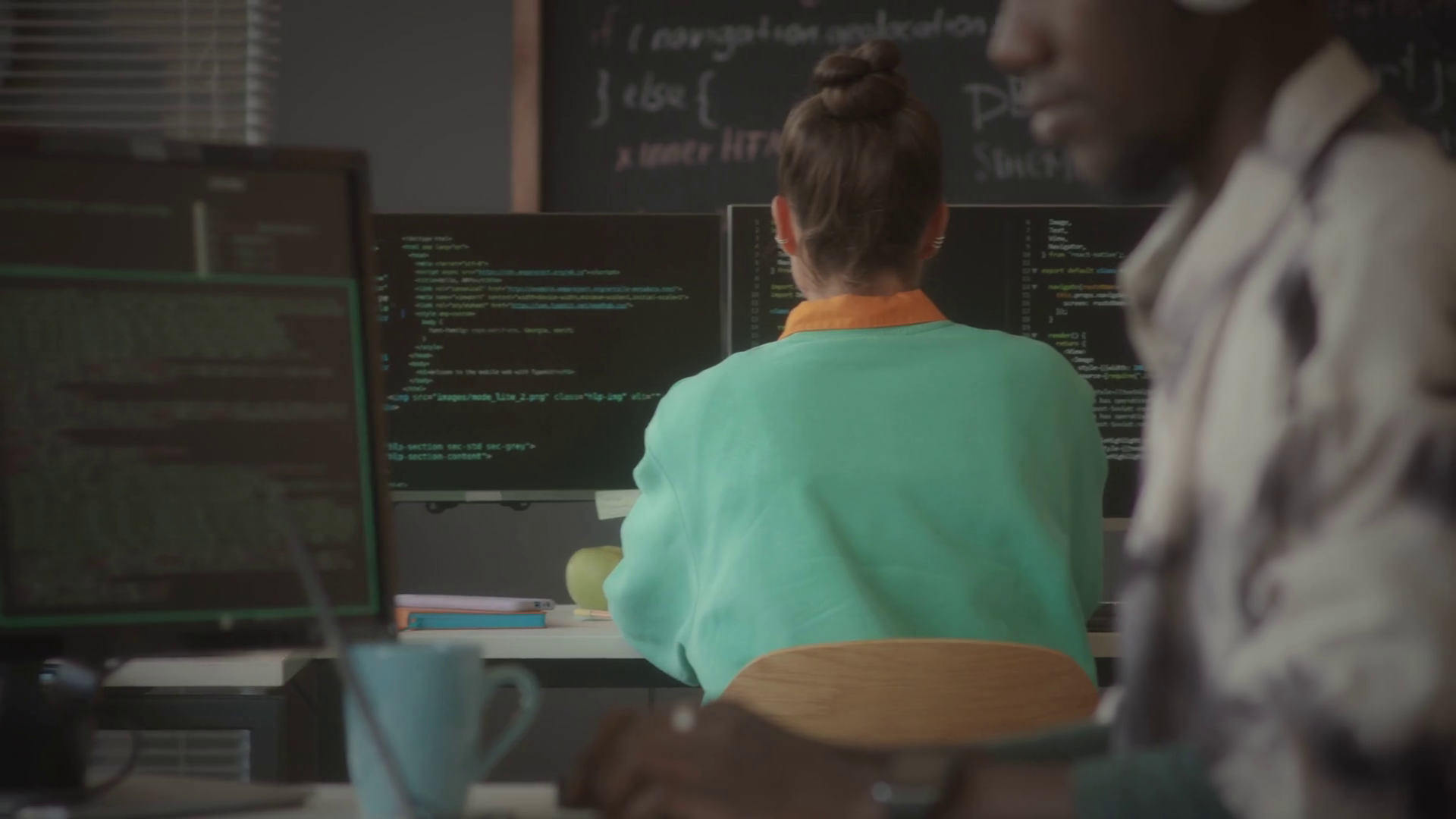 Young Caucasian Female Programmer Coding On Stock Footage SBV-348825838 ...