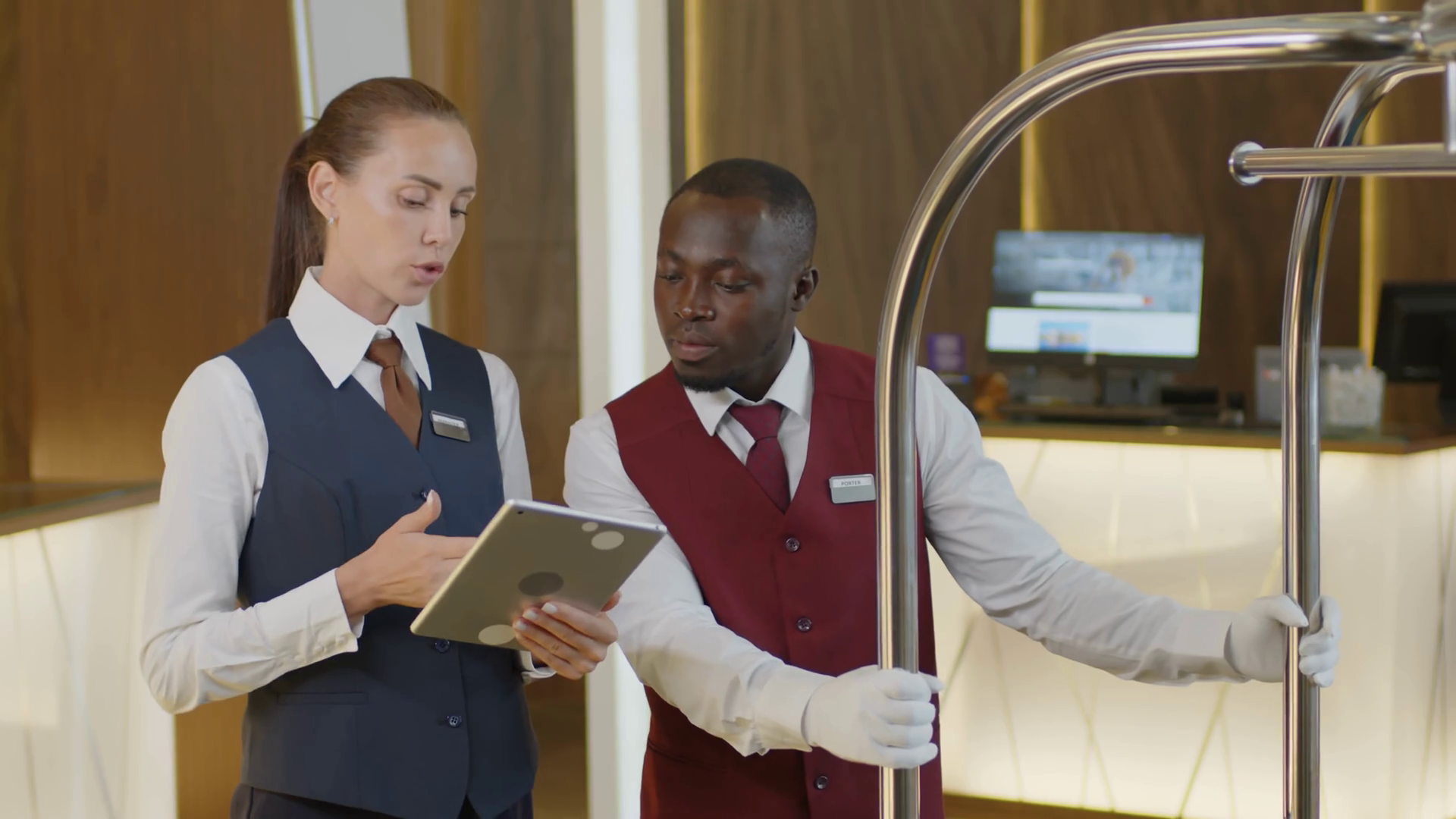 Female Hotel Manager Using Digital Tablet Stock Footage SBV-348777541 ...