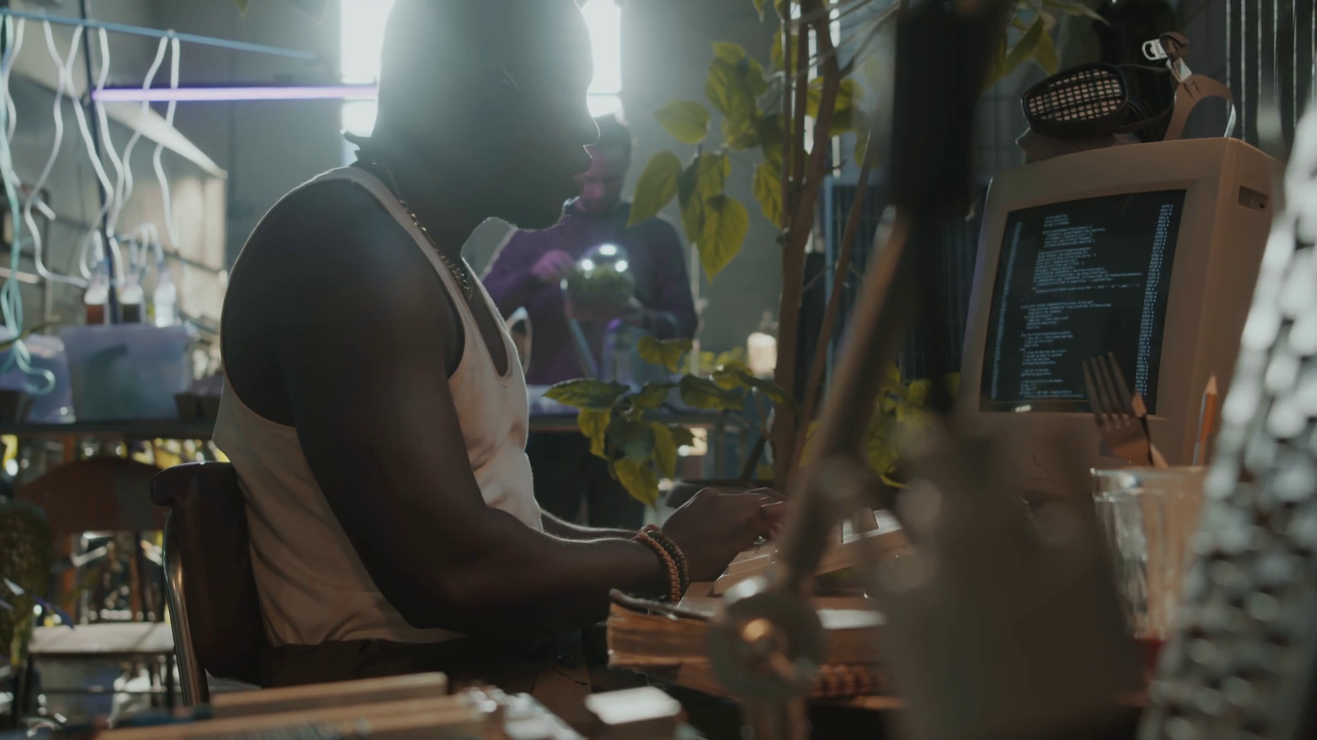 Black Man Sitting At Desk Typing Programming Stock Footage SBV ...