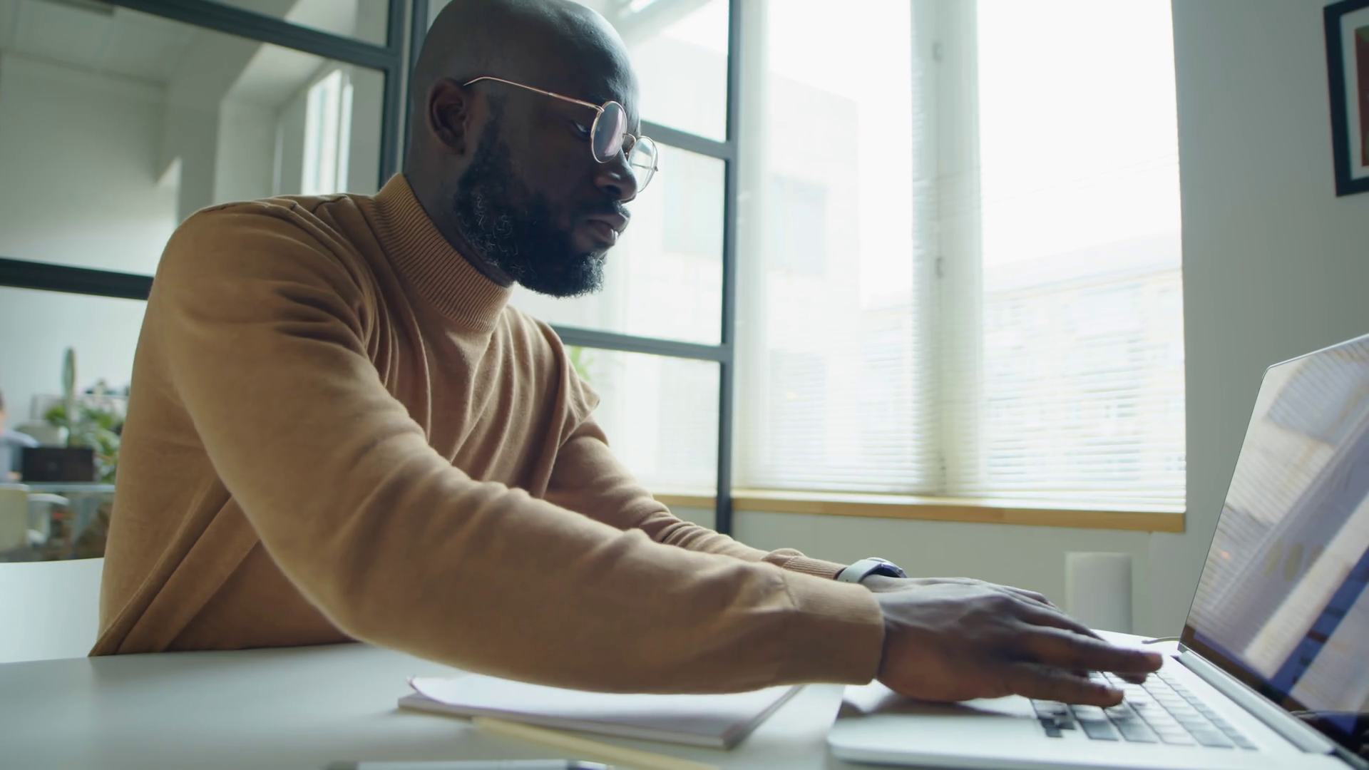 Medium Shot Of Black Businessman Typing On Stock Footage SBV-347358059 ...