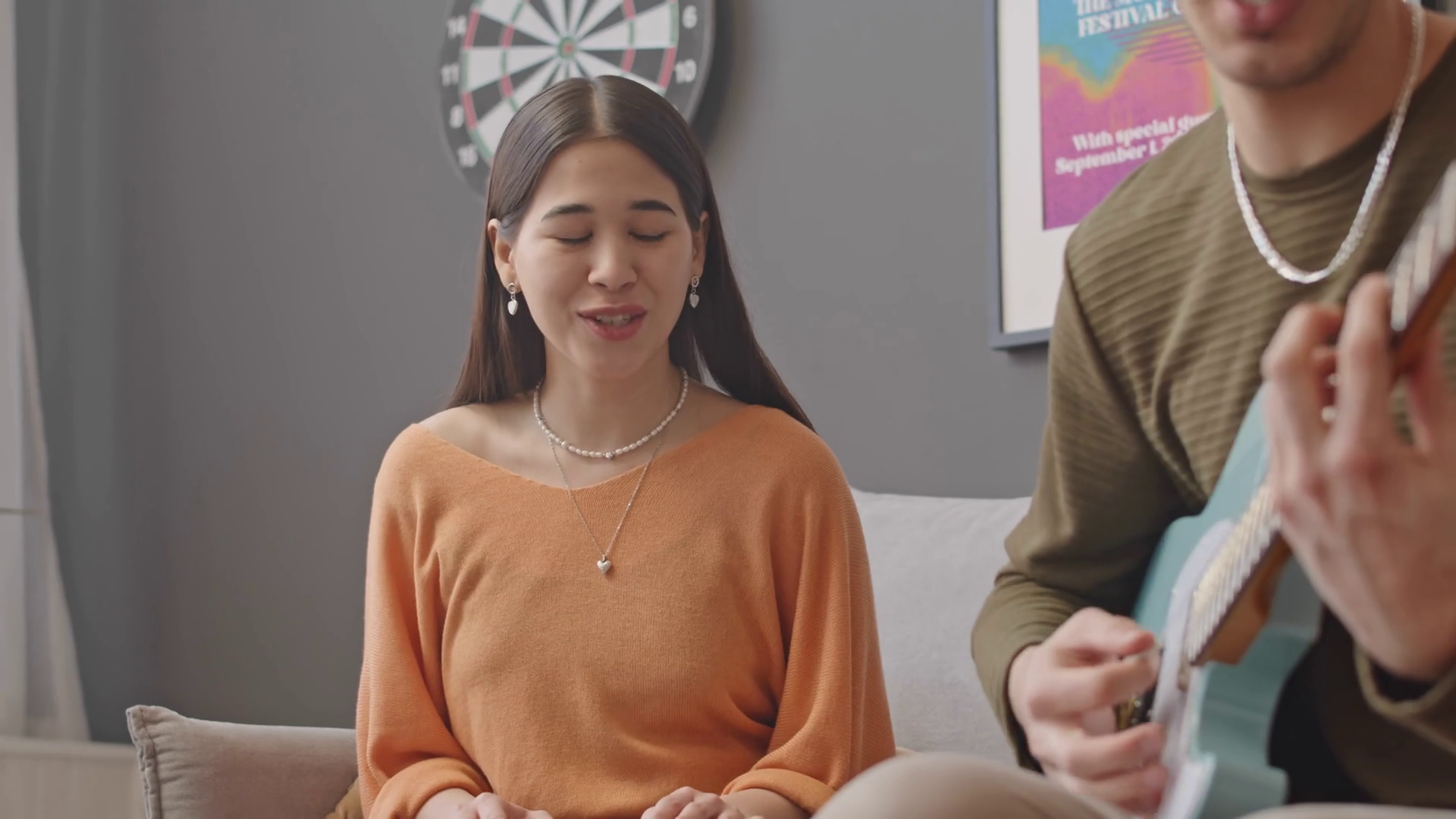 Girl Playing Synthesizer Singing Accompanied Stock Footage SBV ...