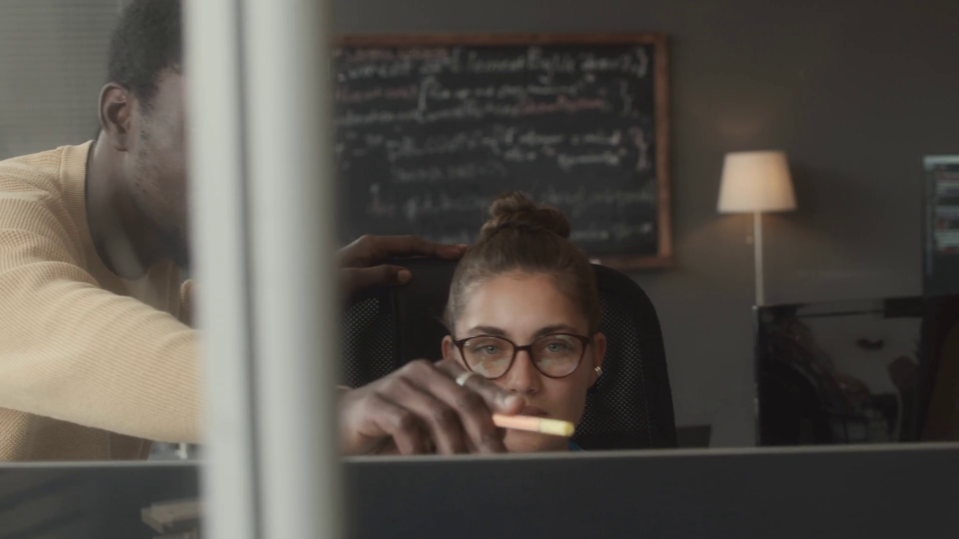 Young Black Programmer Pointing At Computer Stock Footage SBV-348826515 ...