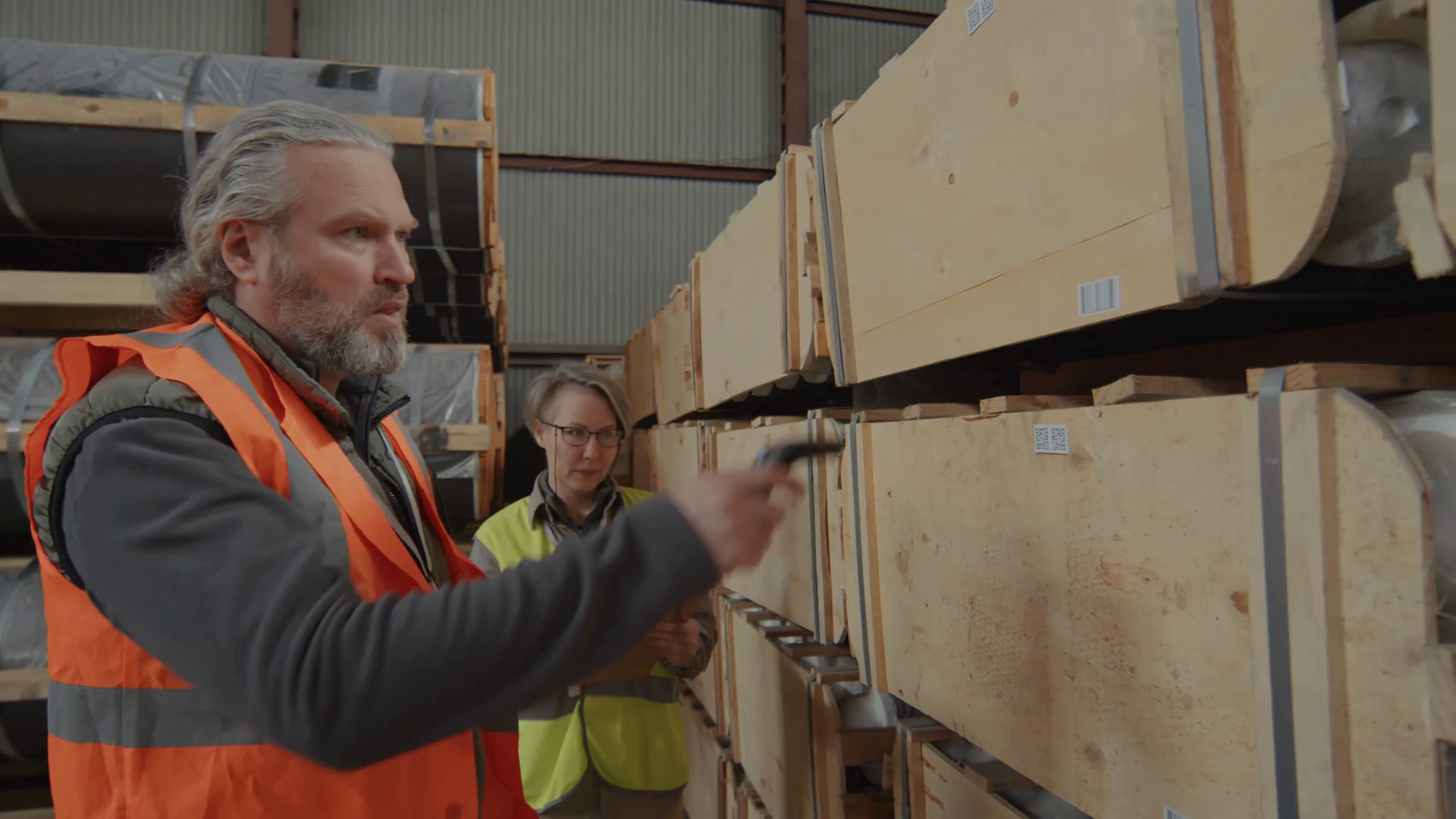 Side View Of Storeman Using Scanner Checking Stock Footage SBV ...
