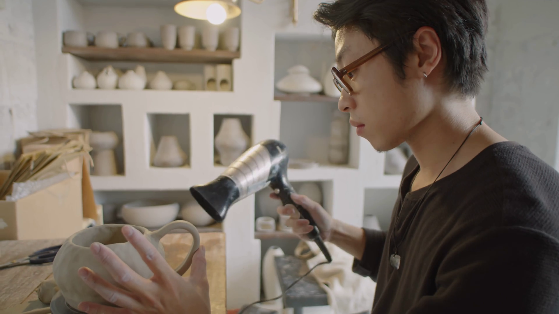 Young Asian Man Drying Ceramic Mug In Stock Footage SBV-347673749 ...