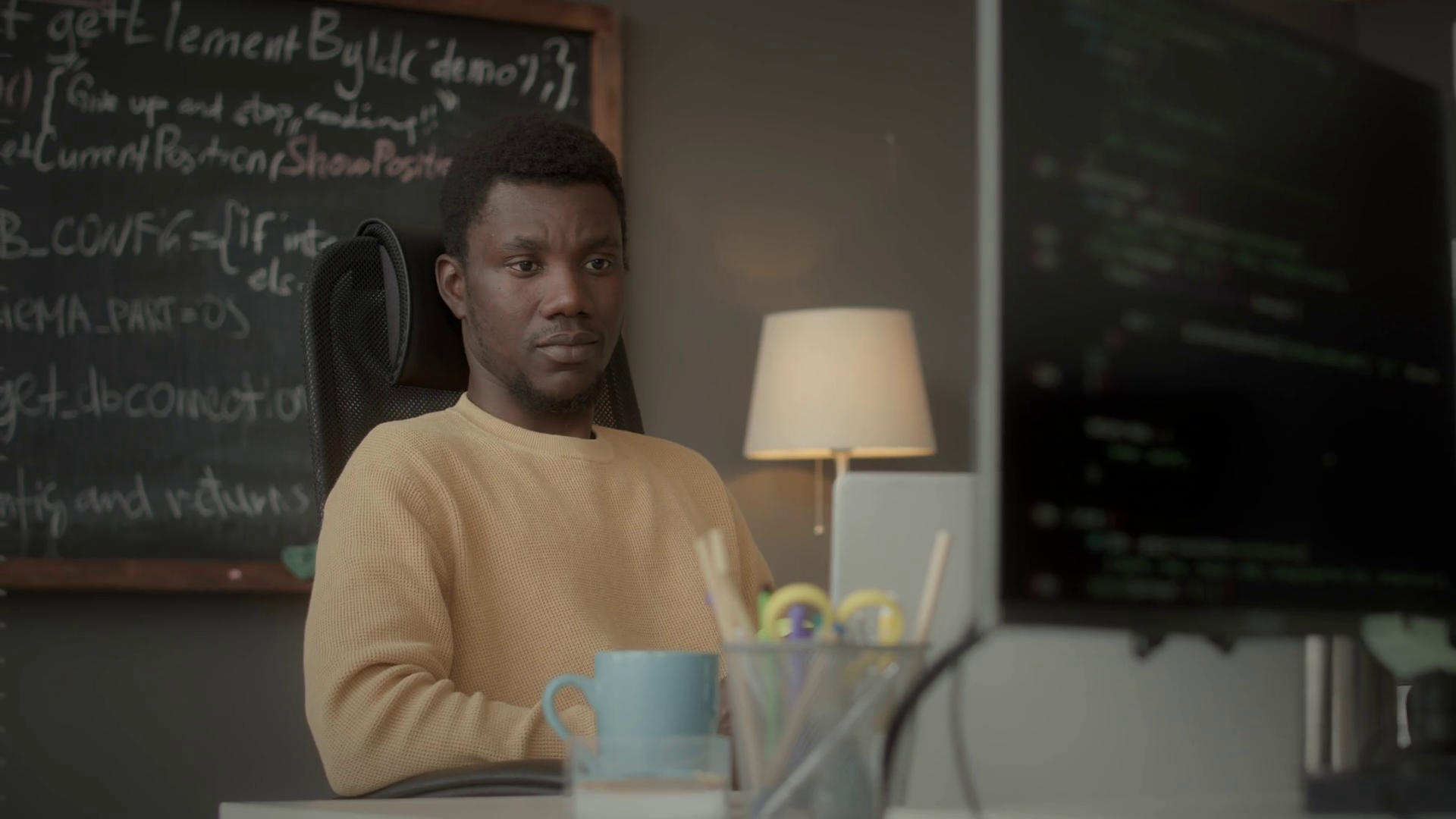 Thoughtful African American Programmer Stock Footage SBV-348826752 ...