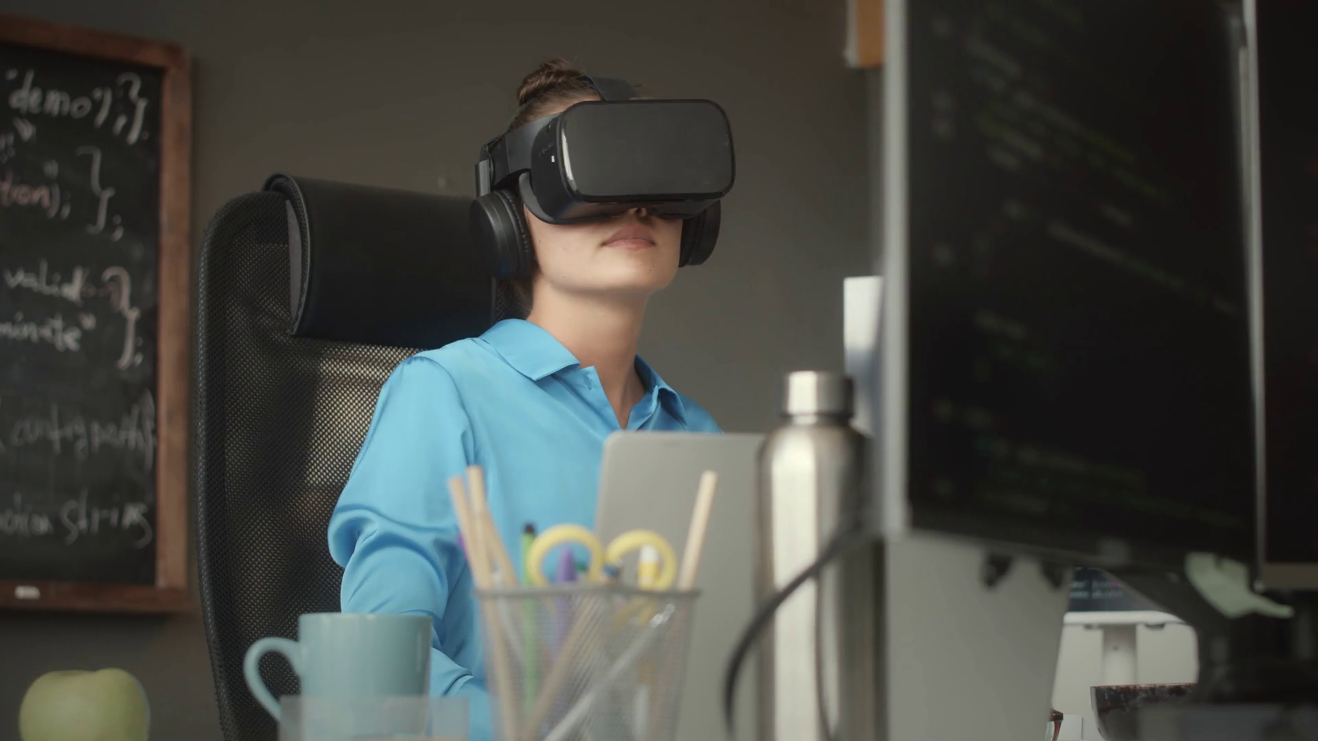 Young Female Programmer In Vr Headset Stock Footage SBV-348832972 ...