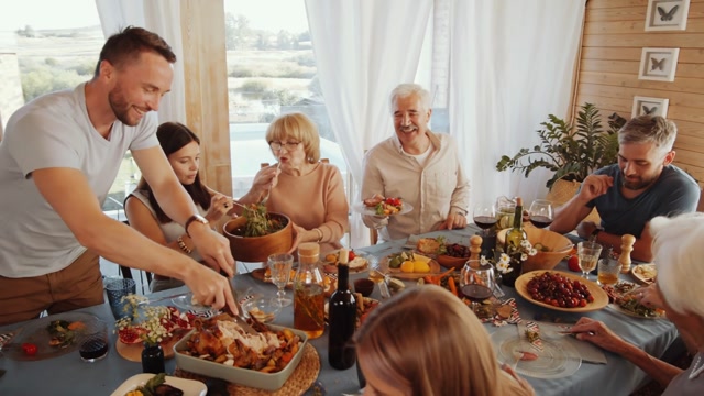 Happy Joyful Family Roast Turkey Stock Footage: Royalty-Free Video ...