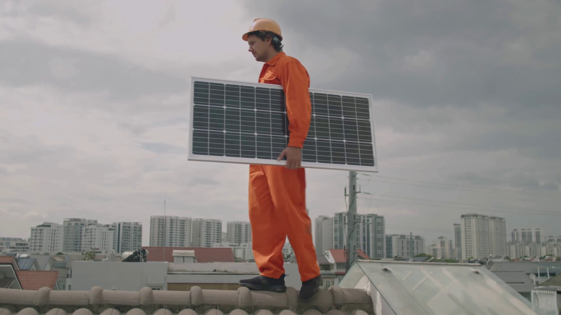 Full Shot Of Photovoltaic Installer In Stock Footage SBV-347607291 ...